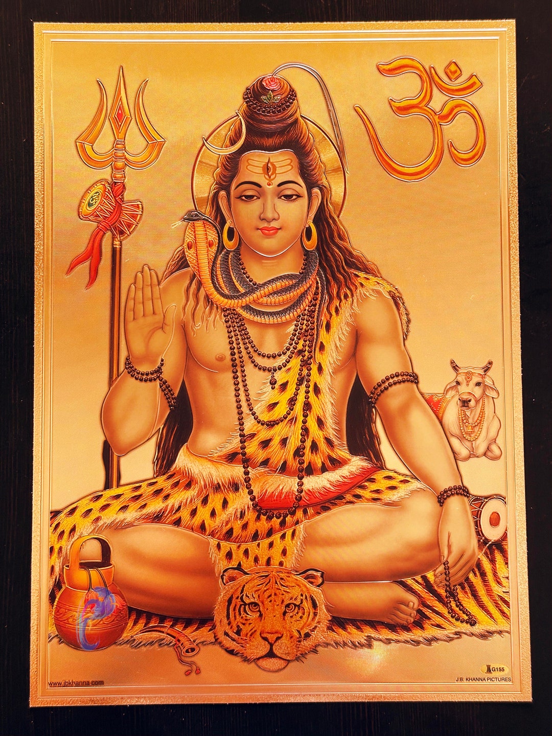 Lord Shiva/ Gold Foil Picture/ Frames/ Photo/ God/ Divine/ Gift ...