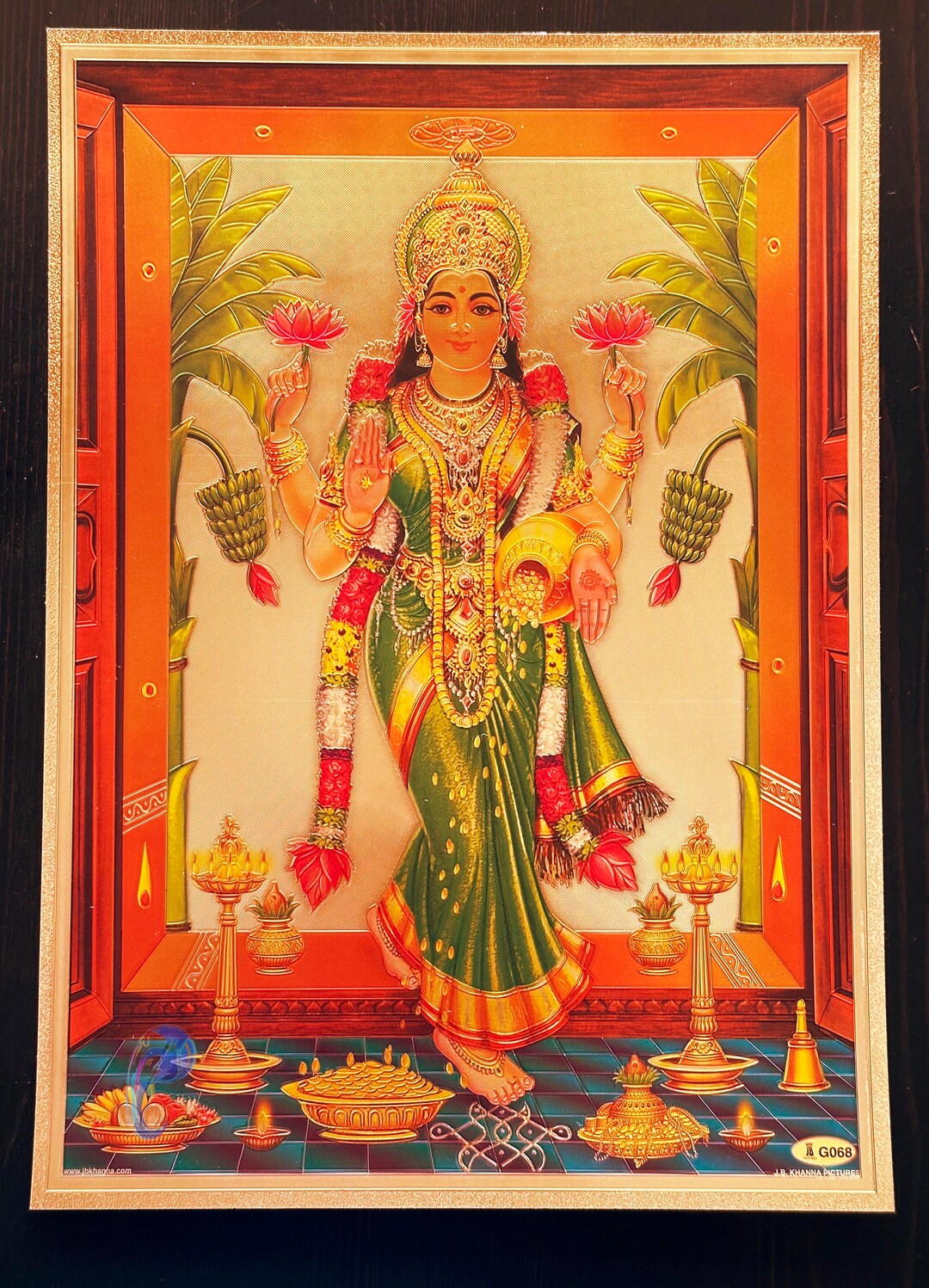 Gruhalakshmi/ Lakshmi Devi/ Gold Foil Picture/ Puja Item/ Gifting ...