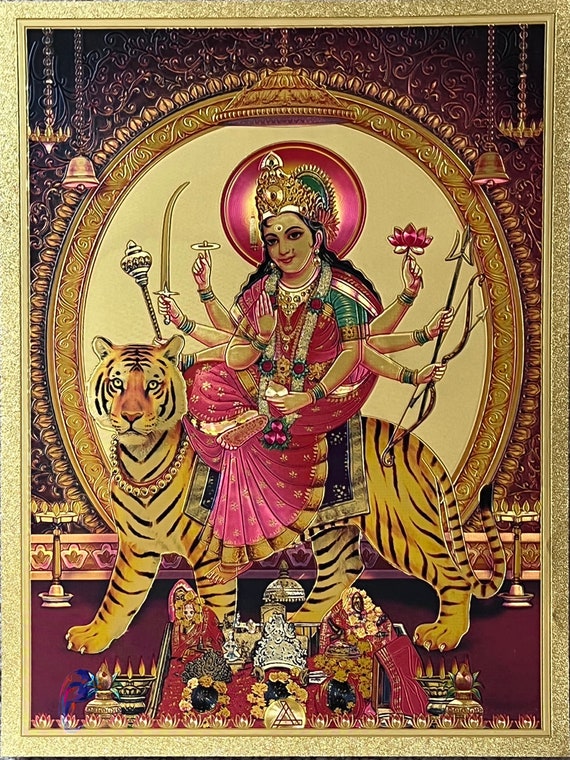 Durga Devi/ Gold Foil Picture/ Frames/ Photo/ God/ Divine/ - Etsy