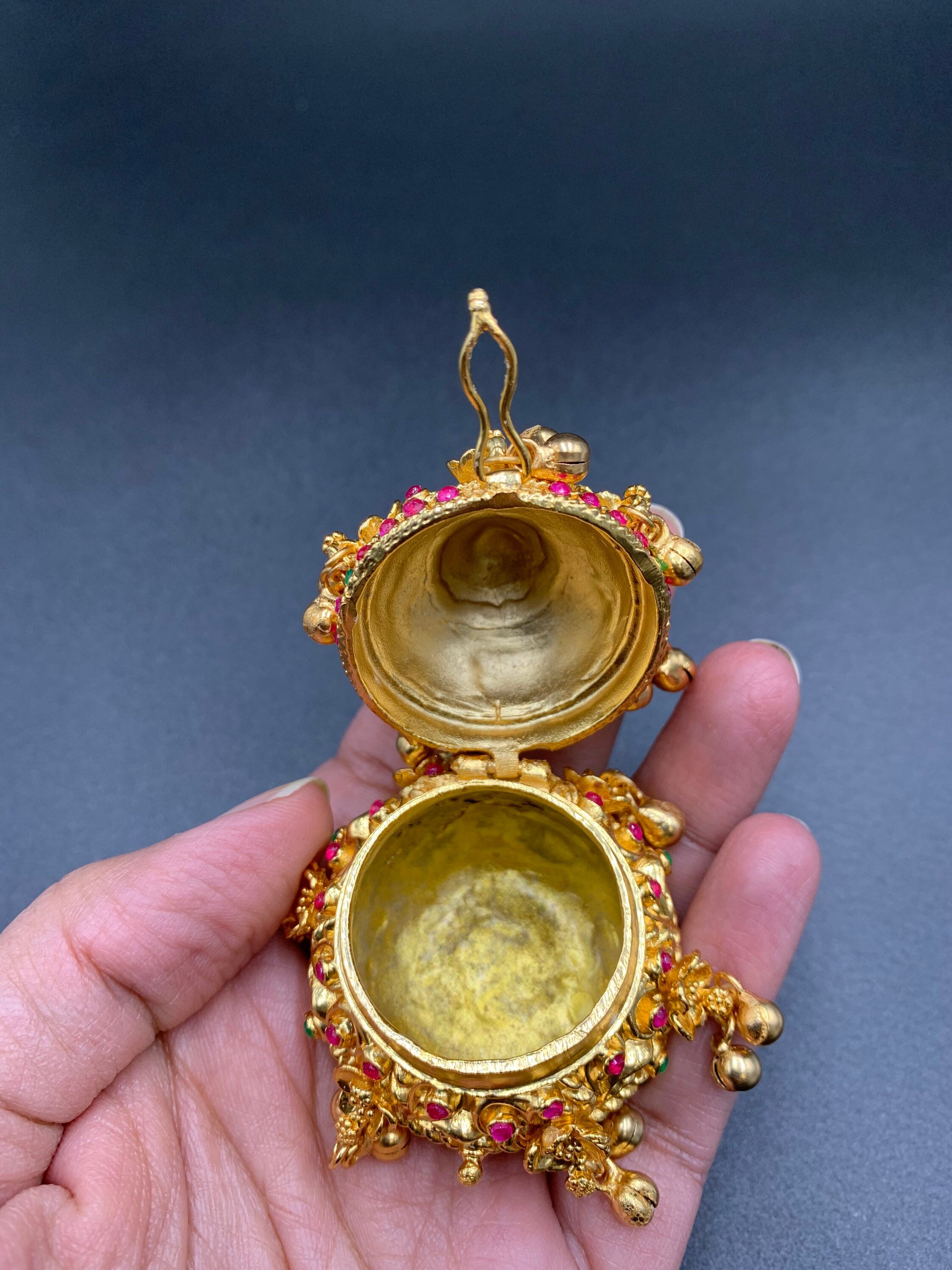 Gold Kumkum Box/ Puja Box/ Wedding Gift/ Ring Box/ Puja Item - Etsy