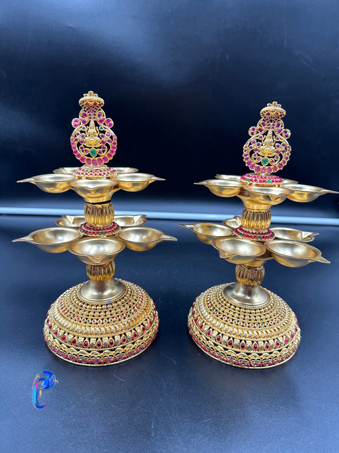 Stones Deepam/ Diya/ Wedding Gift/ Double Step Deepam/ Wedding Decor ...