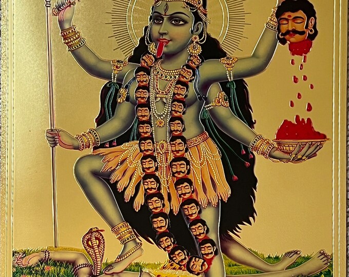 Kalika Devi/ Gold Foil Picture/ Puja Item/ Gifting Picture/ God Picture ...