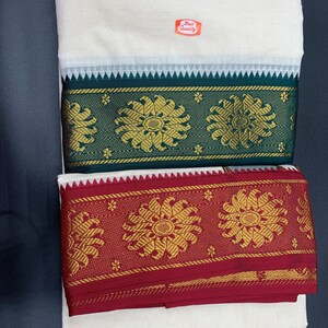Cotton Dhoti Set/ Kanduva/ Puja Clothes/ Angavastram/ Mens Dhoti Set ...