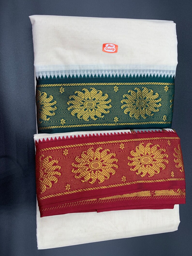 Cotton Dhoti Set/ Kanduva/ Puja Clothes/ Angavastram/ Mens - Etsy