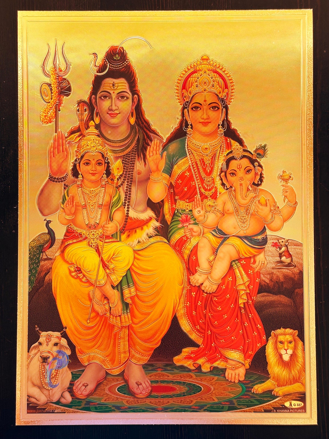 Shiva & Parvathi/ Gold Foil Picture/ Frames/ Photo/ God/ Divine/ Gift ...