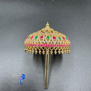 God Decoration Item/ Multicolor Stones Umbrella/ Kalasam Declaration ...