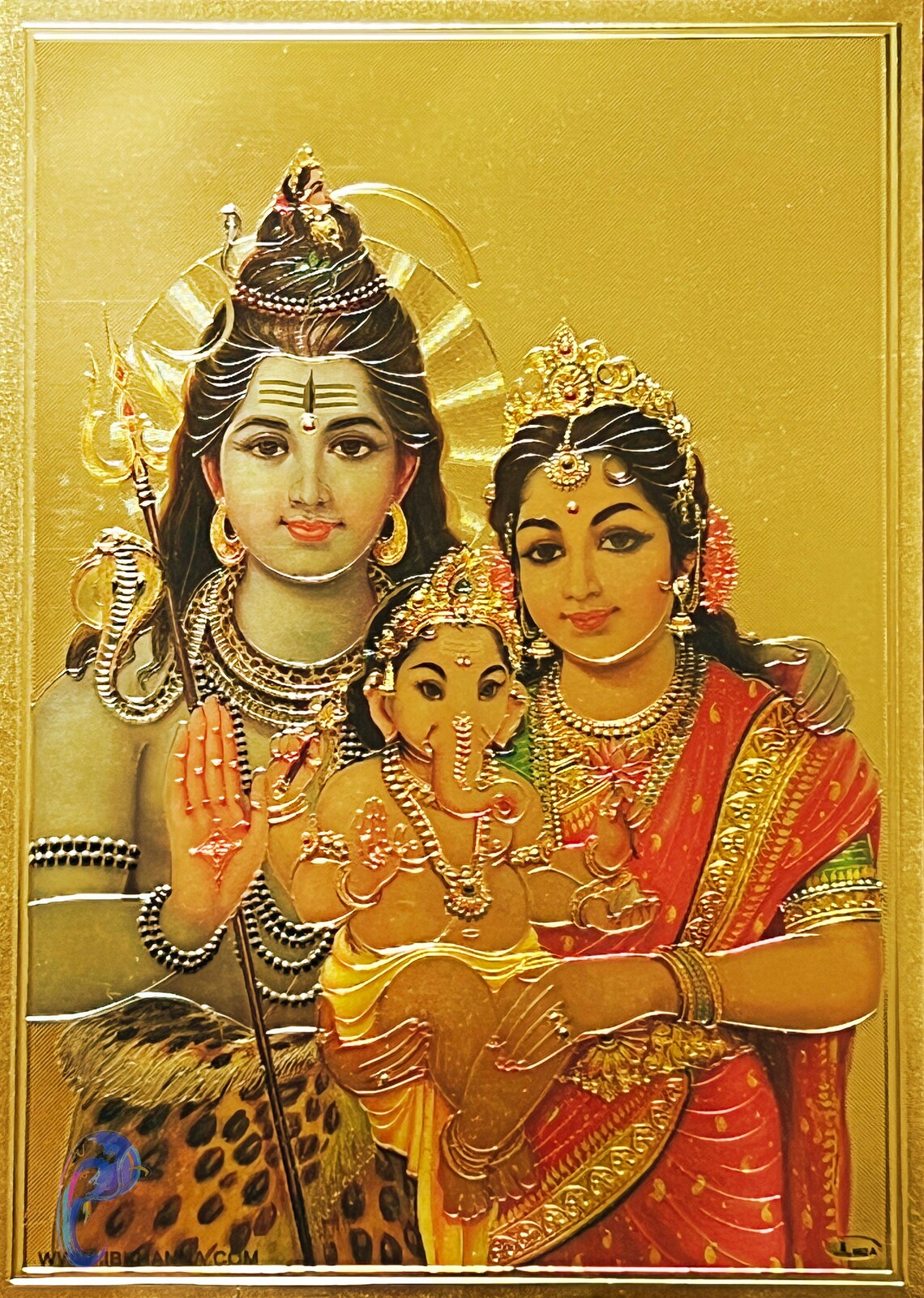 Shivudu/ Lord Shiva/ Lingam/ Mukkanti/ Dhamarukam/ Gold Foil Picture ...