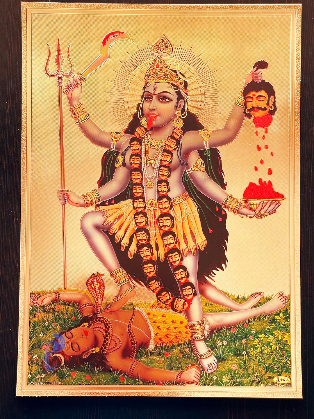Kalika Devi/ Gold Foil Picture/ Puja Item/ Gifting Picture/ God Picture ...