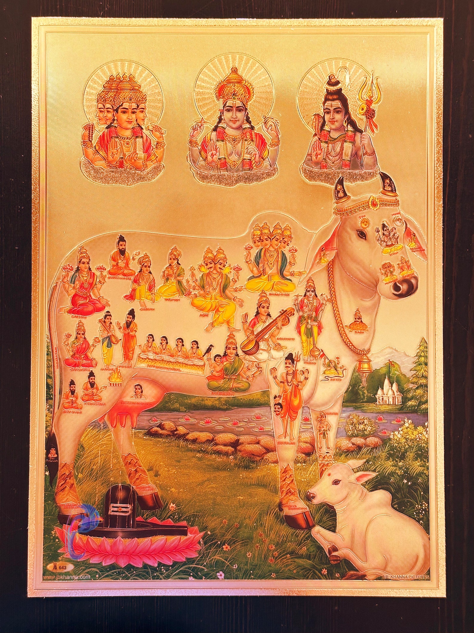 Kamadhenu/ Lucky Picture/ Cow & Calf/ Aavu and Dhuda/ Gomatha/ Gold Picture/ Puja Item - Etsy