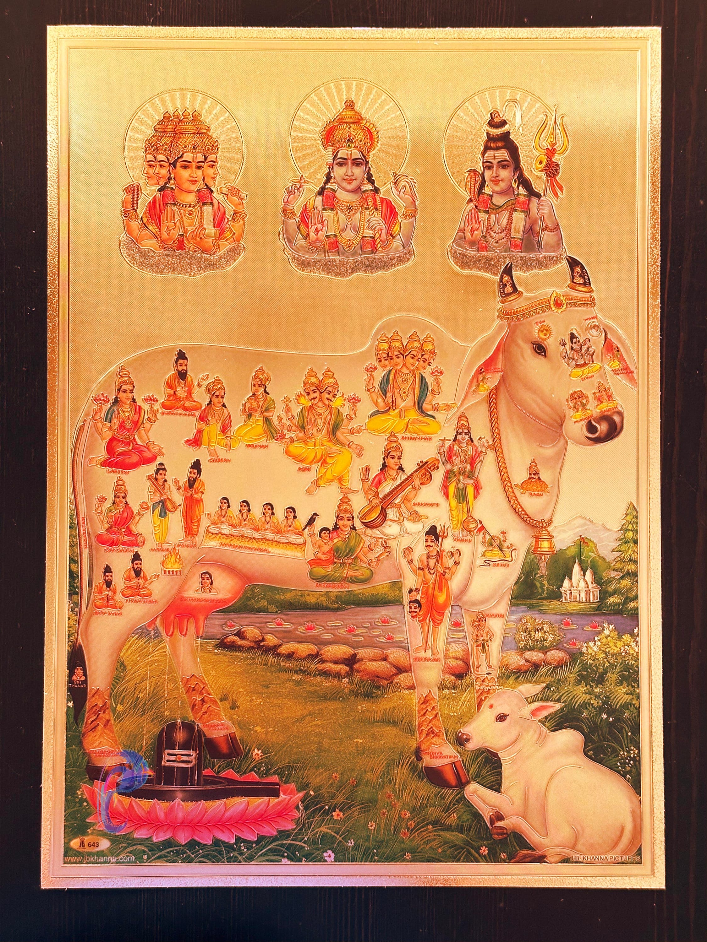 Kamadhenu/ Lucky Picture/ Cow & Calf/ Aavu and Dhuda/ Gomatha/ Gold ...