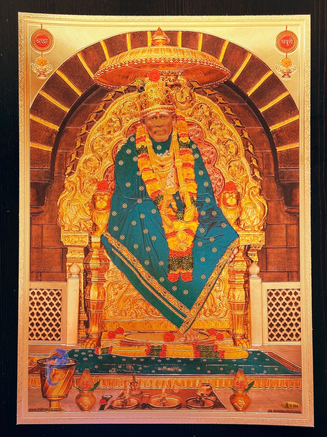 Shirdi Saibaba/ Shiridi/ Saibaba/ Baba/ Dwarakamayi/ Gold Picture/ Puja ...