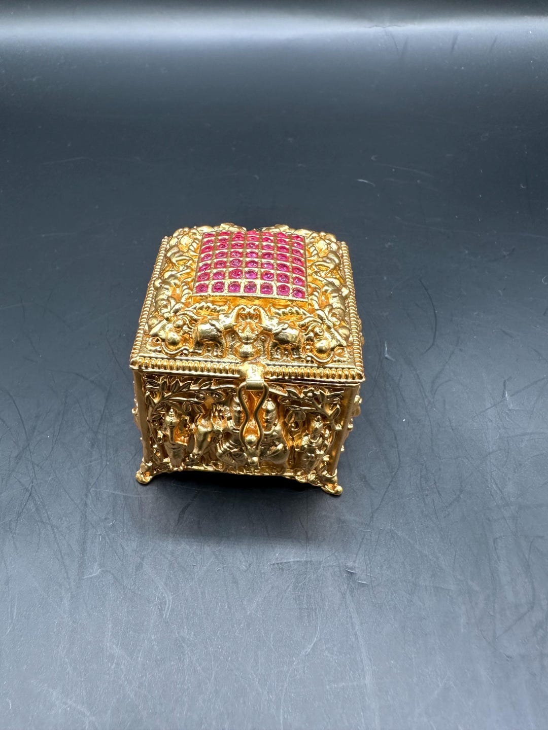 Gold Kumkum Box/ Puja Box/ Wedding Gift/ Ring Box/ Puja Item ...