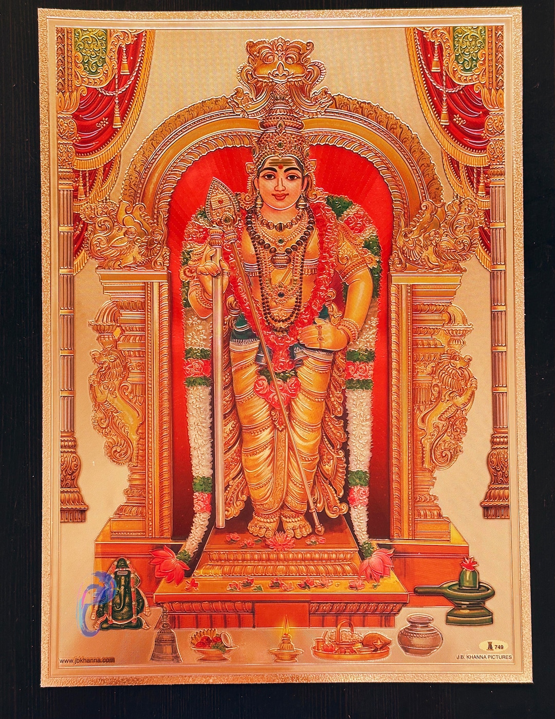 Buy Murugan/ Velu/ Valli Sametha/ Gold Foil Picture/ Puja Item/ Gifting ...