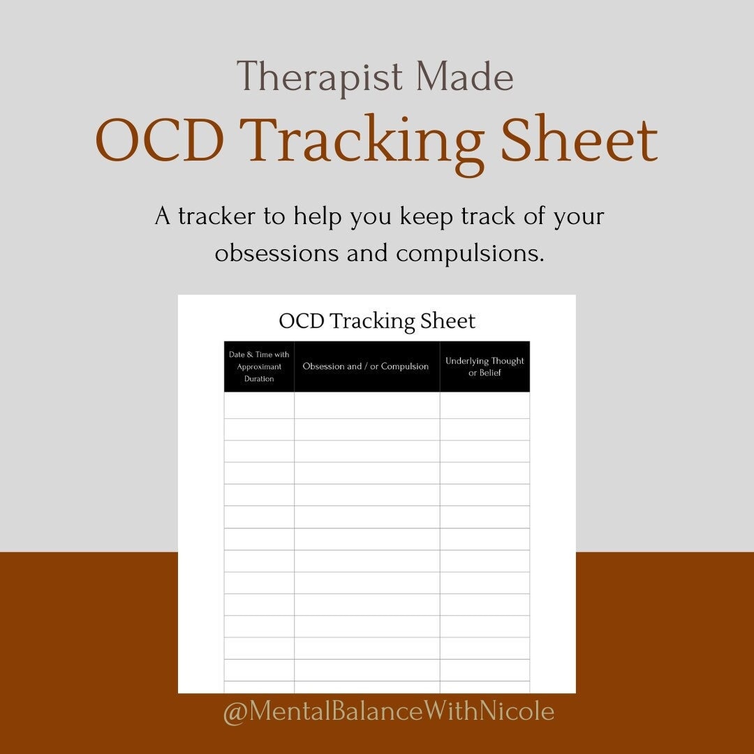 OCD Tracking Sheet / Printable Mental Health Workbook / Obsessive ...
