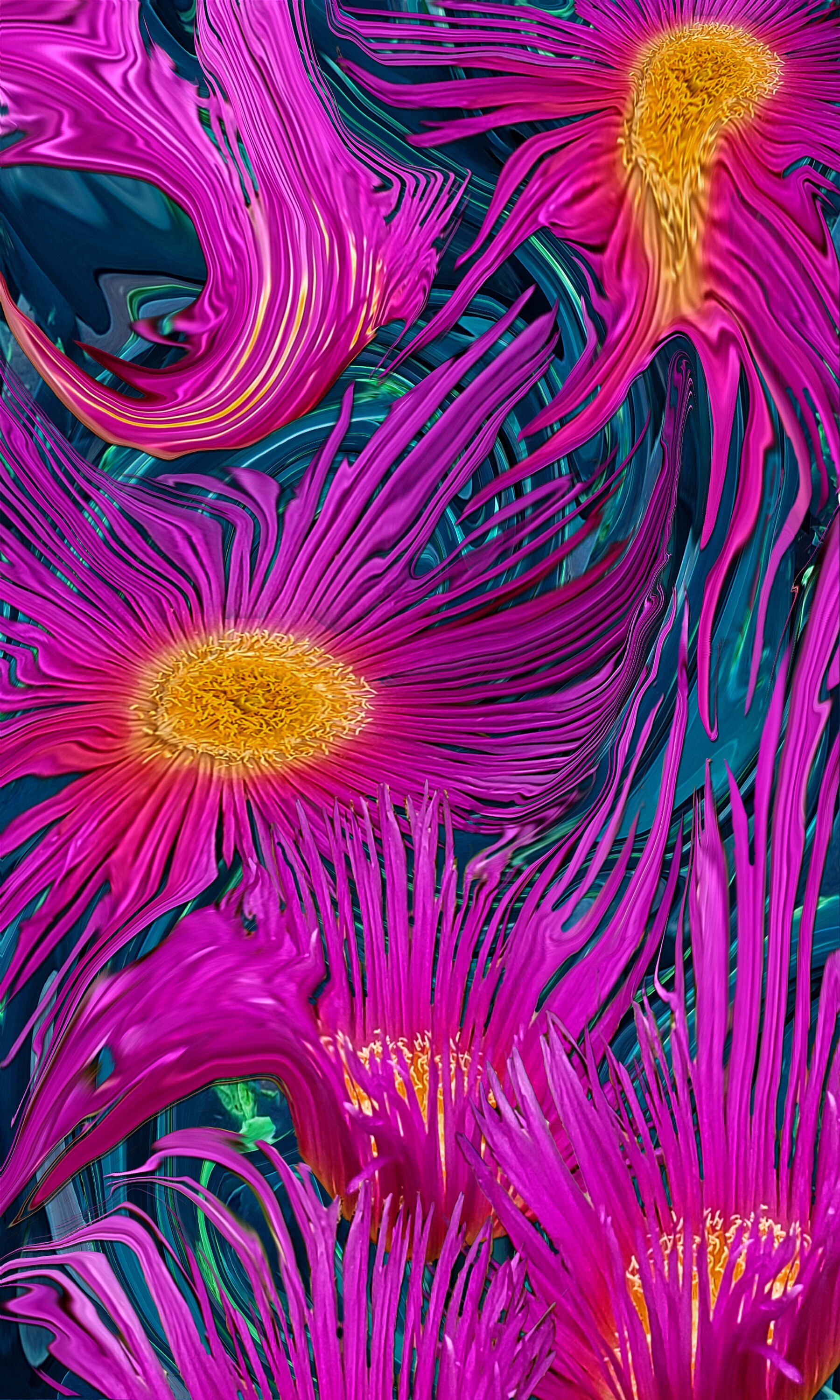 Funky Liquid Flower Wallpaper - Etsy