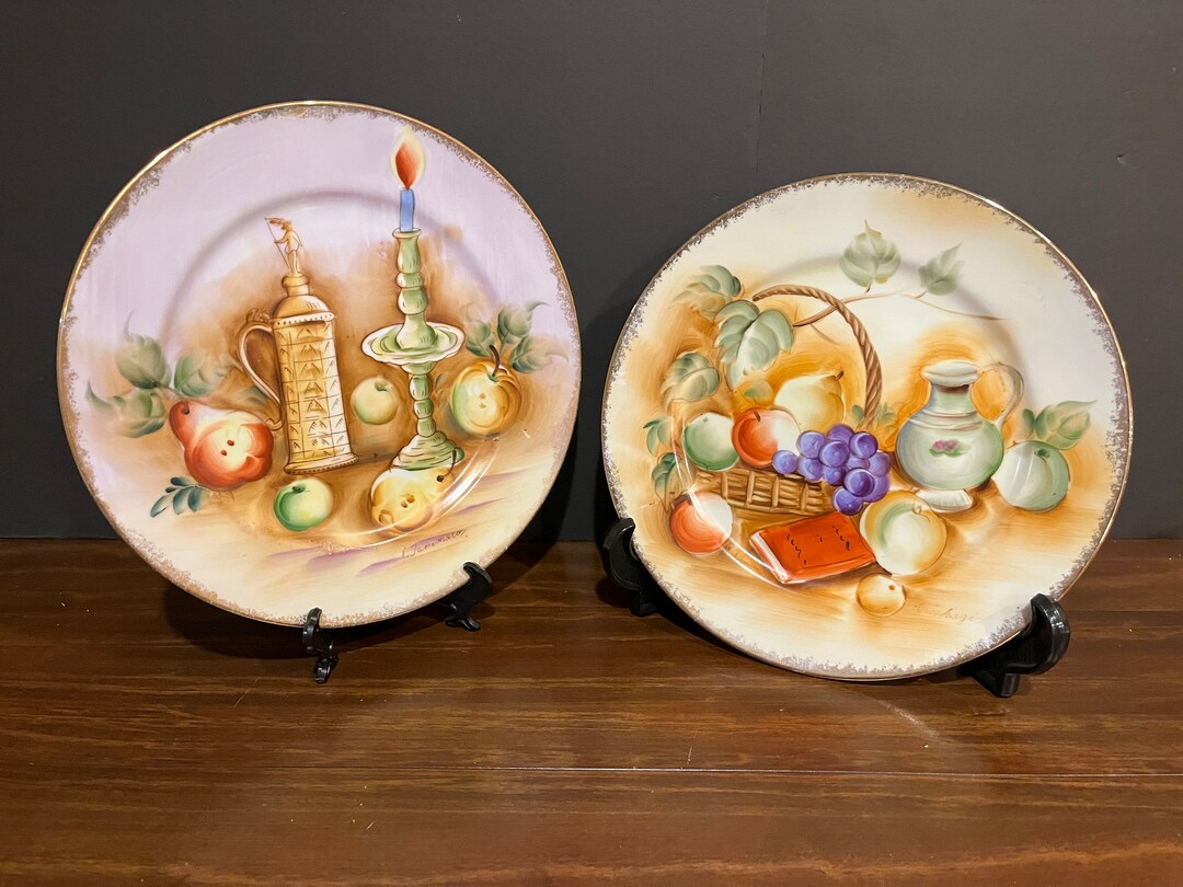 Hand-painted and Gold-trimmed Fruit Still-life Plates - Sold ...