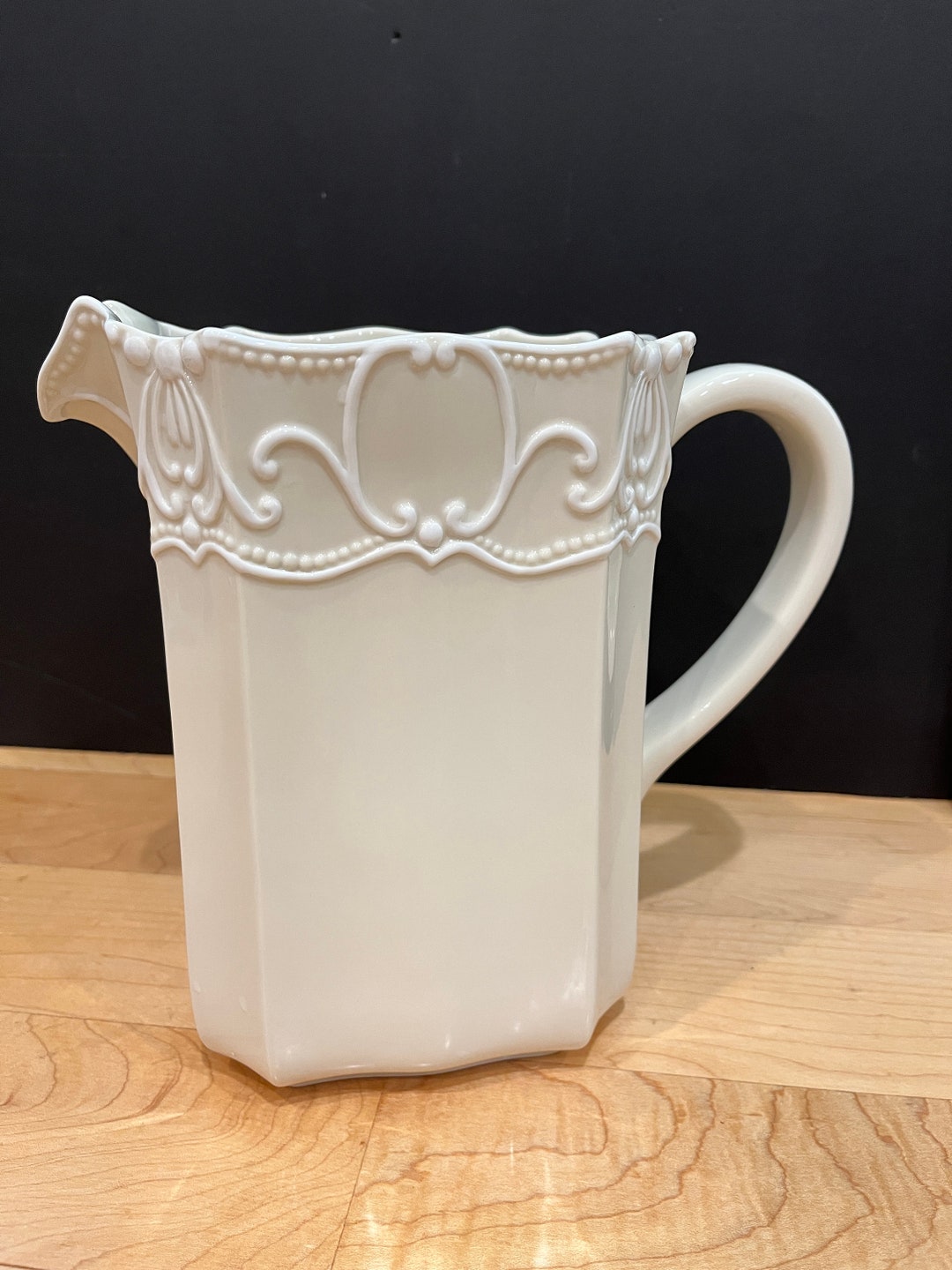 Aristocrat Embossed Square Pitcher by Ambiance Cream, Vintage - Etsy