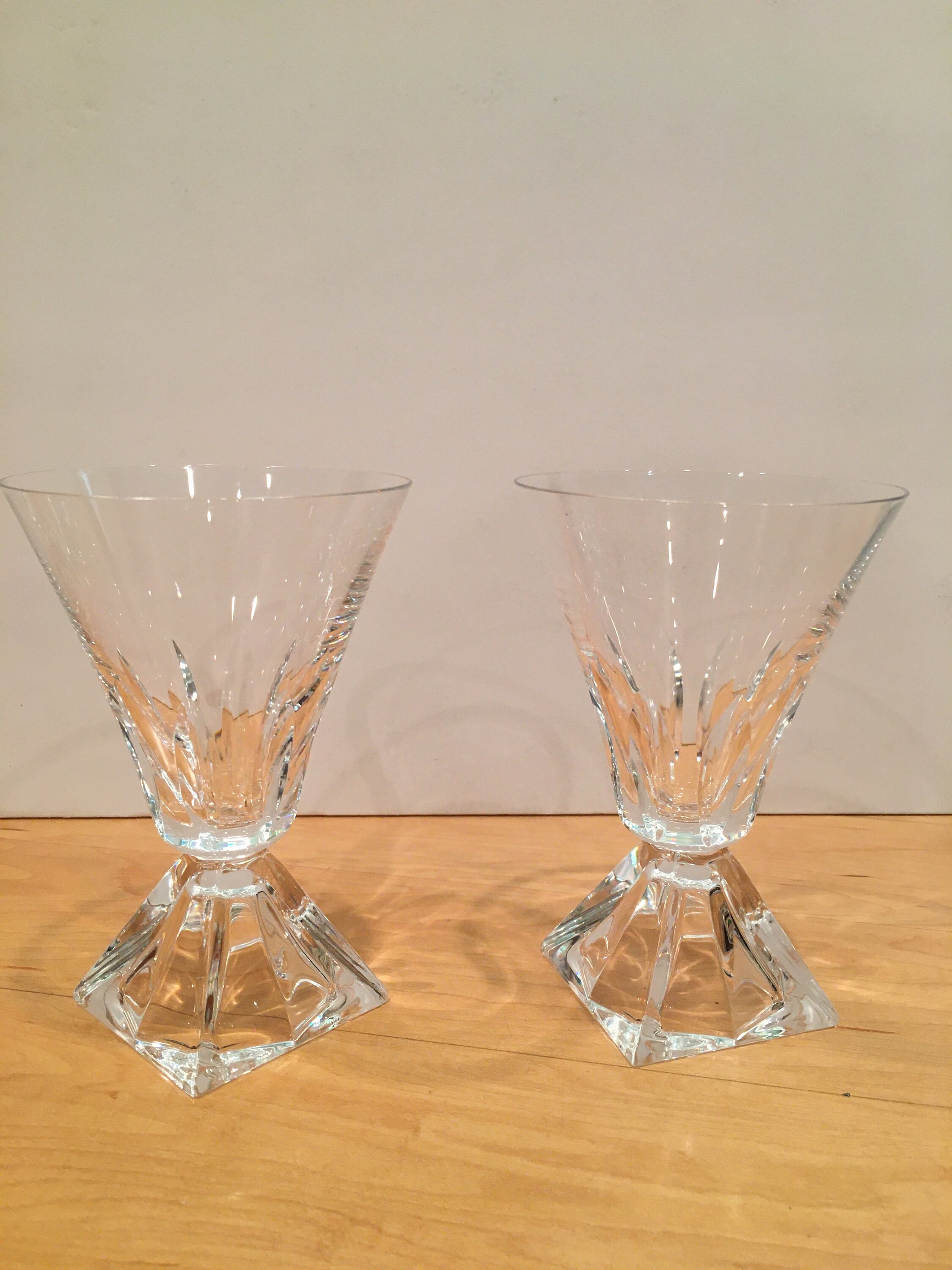 Faceted Crystal Parfait Glasses Square Foot Vintage - Etsy