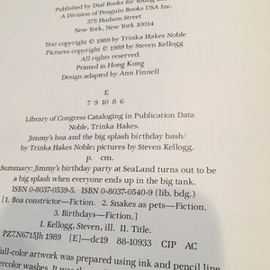 Jimmy’s Boa and the Big Splash Birthday Bash by Trinka Hakes Noble ...