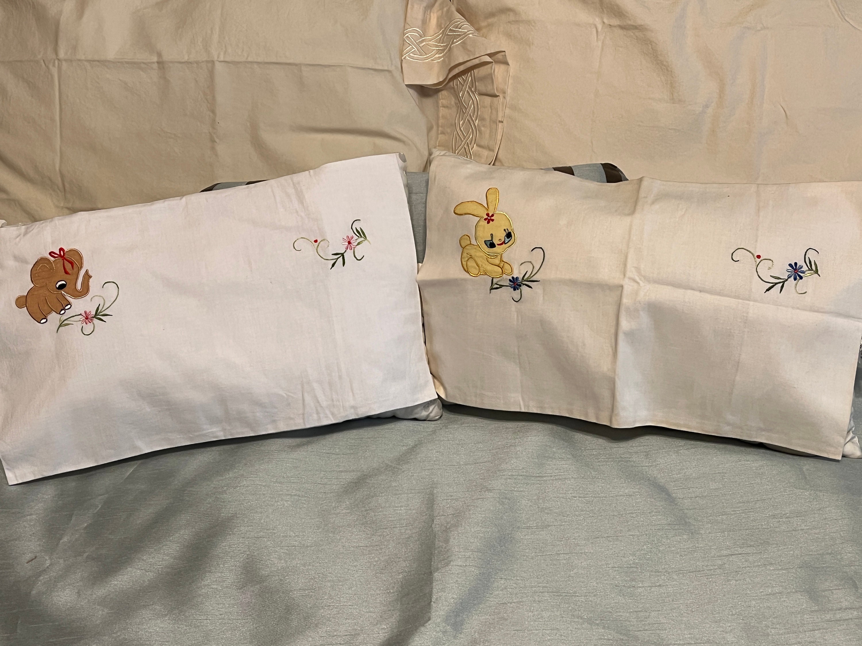 Charming Appliqué and Embroidered Nursery/baby Pillow Cases for Childs ...