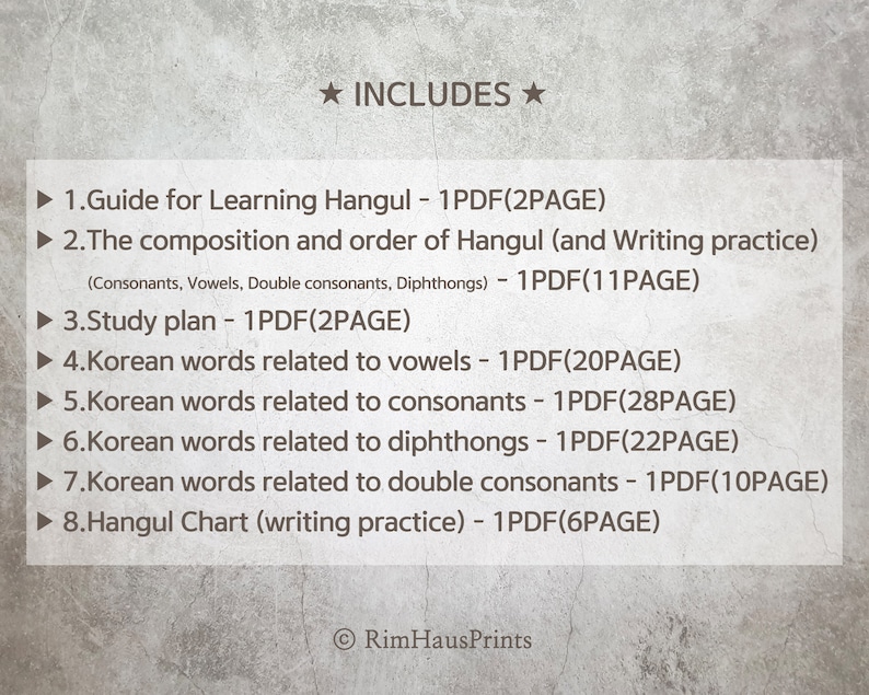 Korean Hangul Vocabulary Worksheets for Beginners | Learn Words by ...