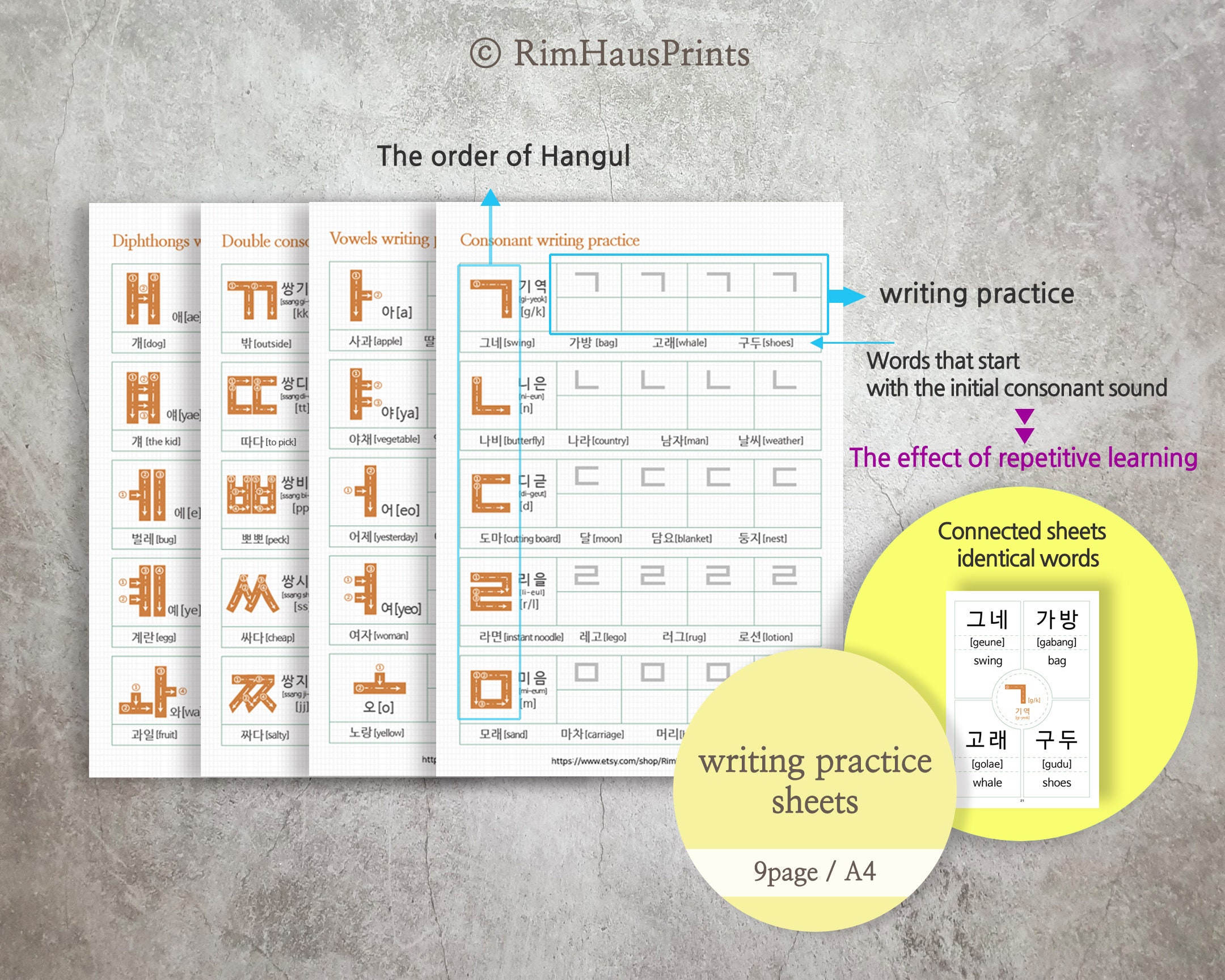 HANGUL WORKSHEETS SET, Hangul Practice, Korean Writing Practice, Korean ...
