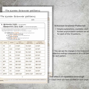 KOREAN GRAMMAR PATTERN, Korean Verbs & Adjectives, Hangul Practice ...