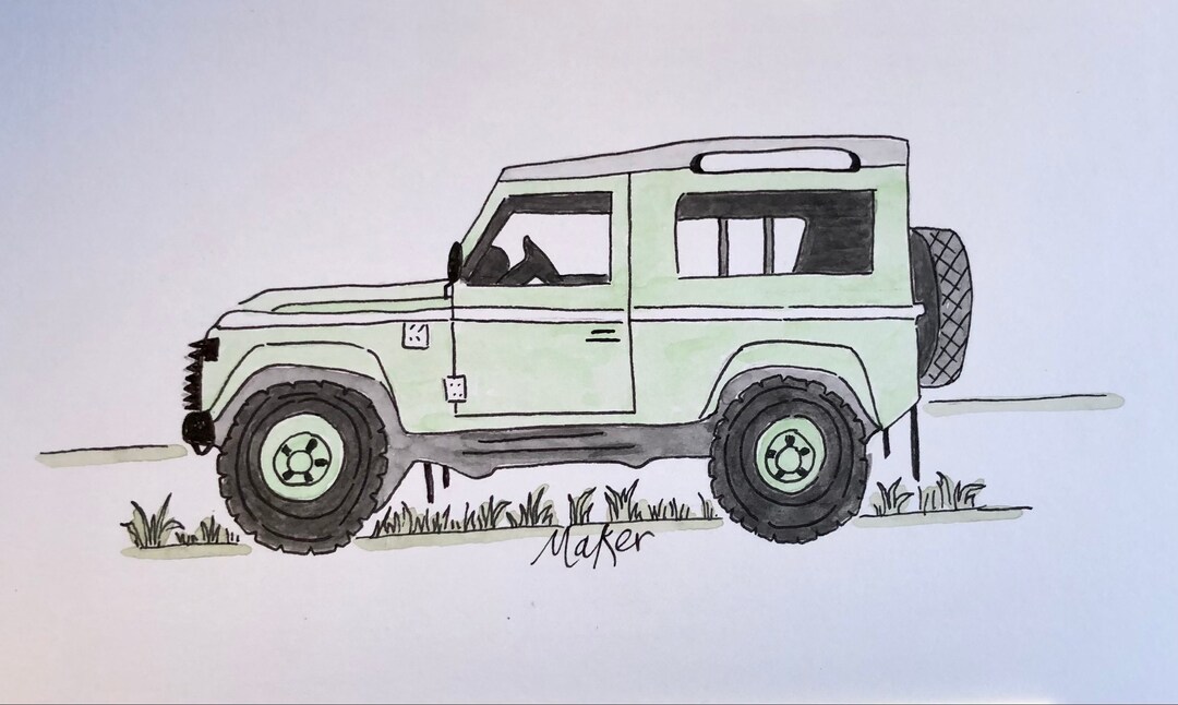 Land Rover Defender Pen and Watercolor - Etsy