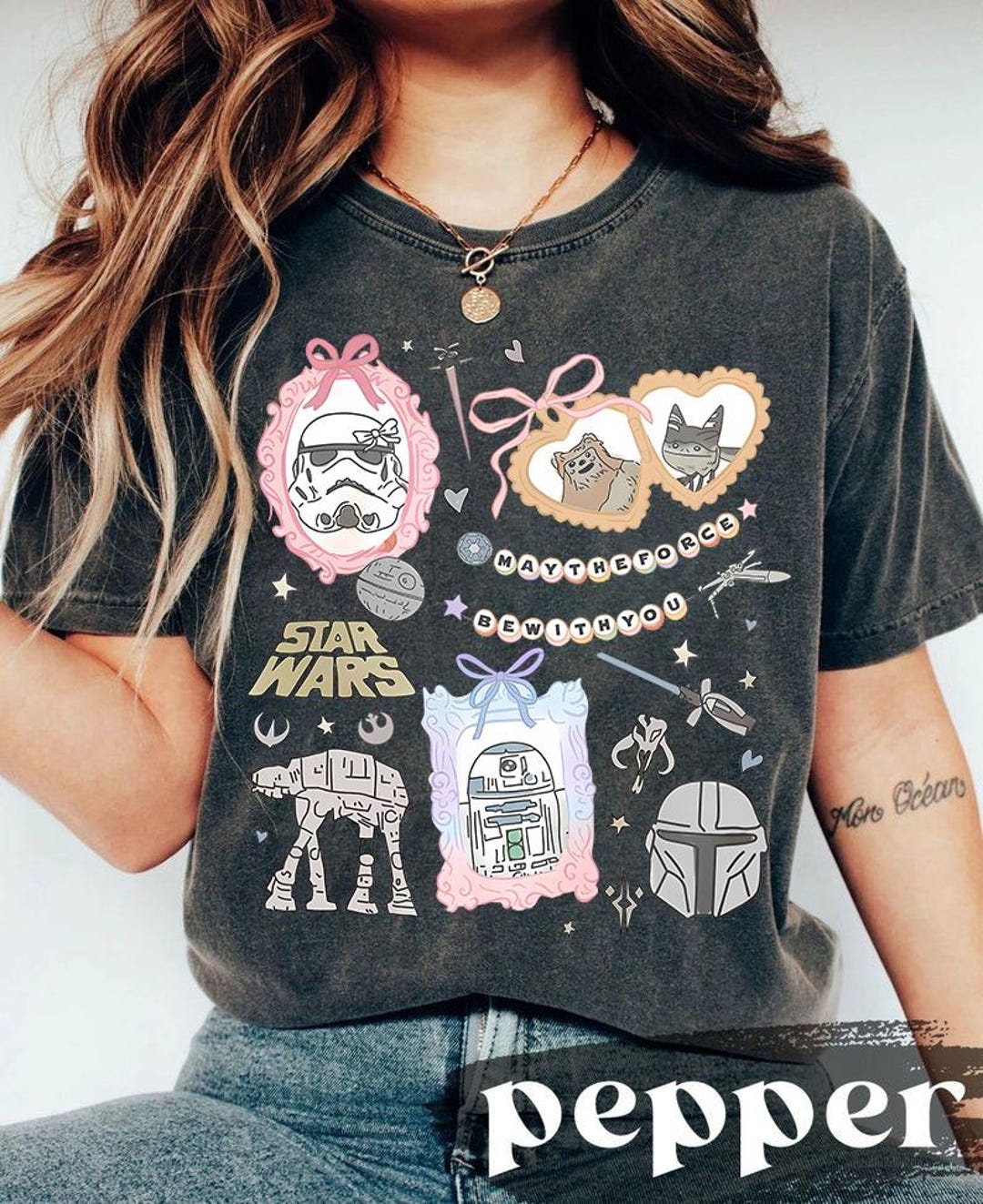 Retro Coquette Bow Watercolor Disney Star Wars Characters Shirt, Darth ...