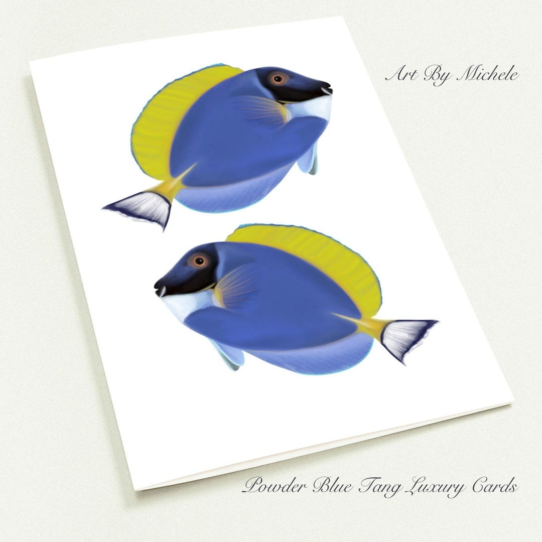 Powder Blue Tang Art Greeting Cards: Luxury Stationery Set With ...