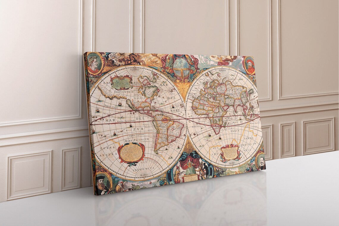 Vintage World Map , Ancient World Map , Antique World Map , Old World ...