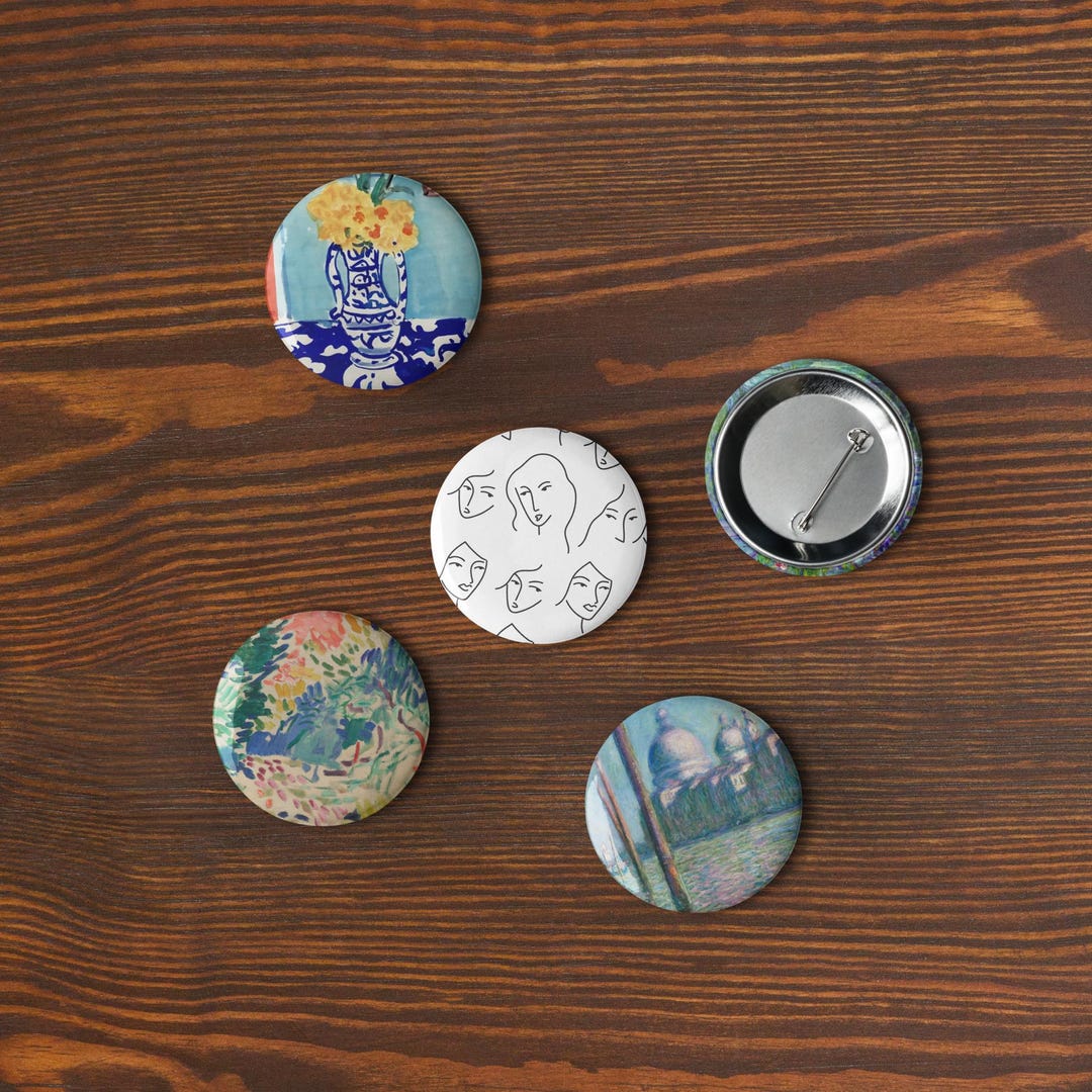 Set of 5 Art Pins – Monet & Matisse Designs | Artistic Button Set ...