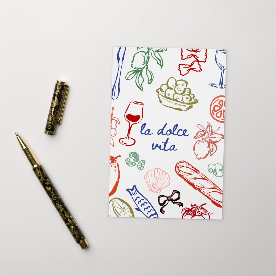 La Dolce Vita Postcard, Italian Food Art Print, Mediterranean Kitchen ...