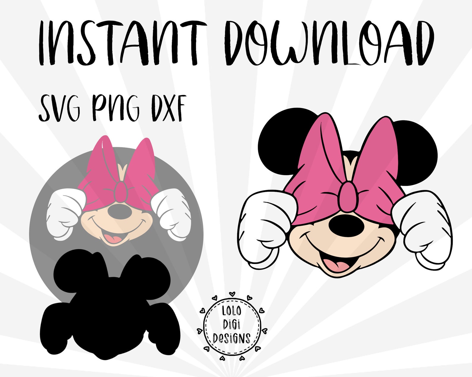 Minnie Muis Verlegen Gezicht SVG PNG DXF Instant Digitale Download ...