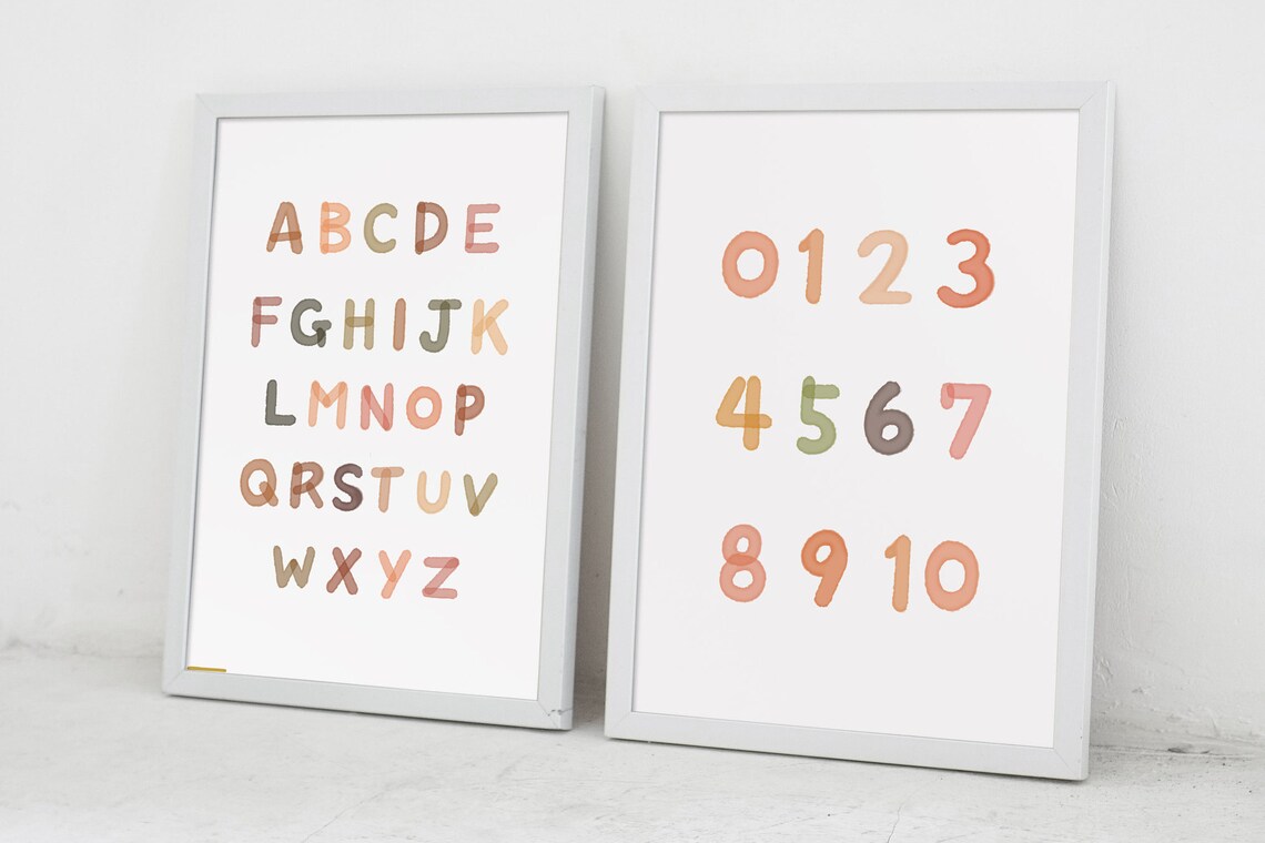 Boho Art Print Set of 2 Alphabet Numbers - Etsy