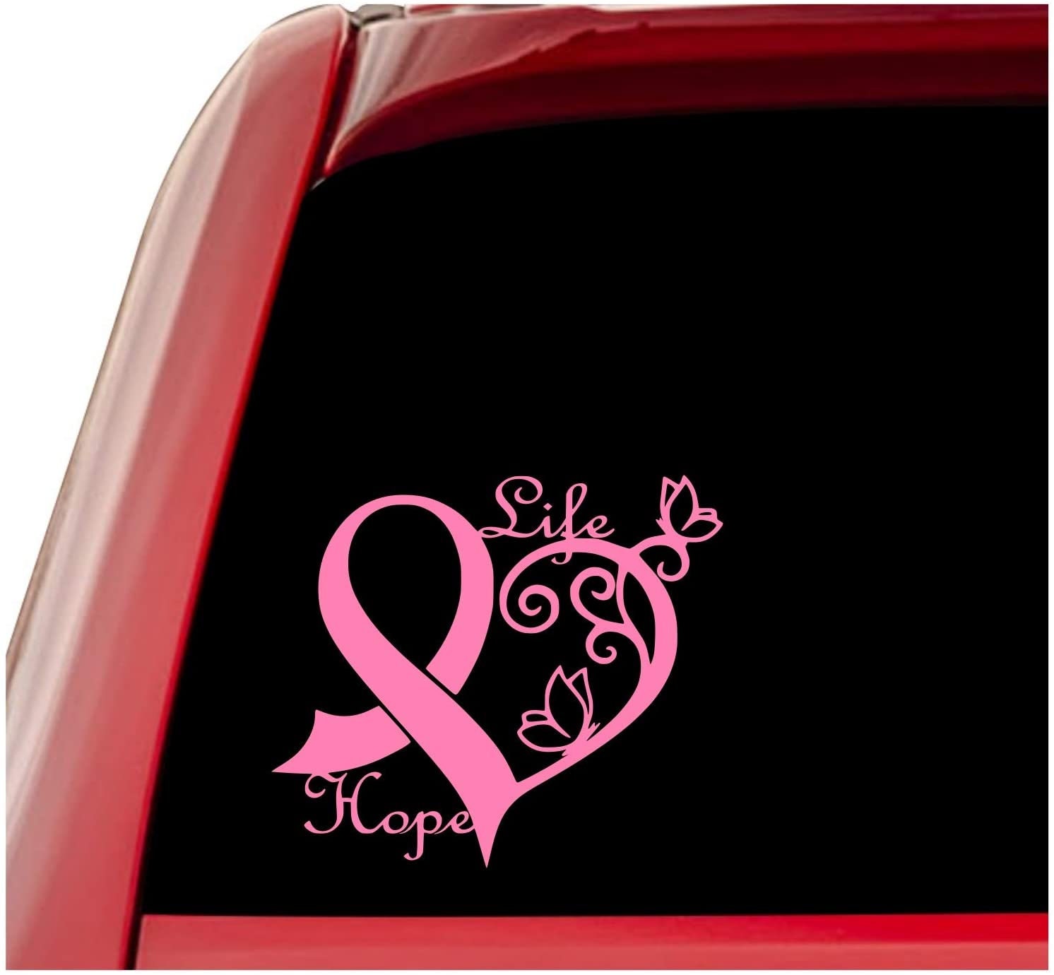 Etrendz Pink Cancer Awareness Ribbon Heart Butterfly Vinyl - Life Hope ...