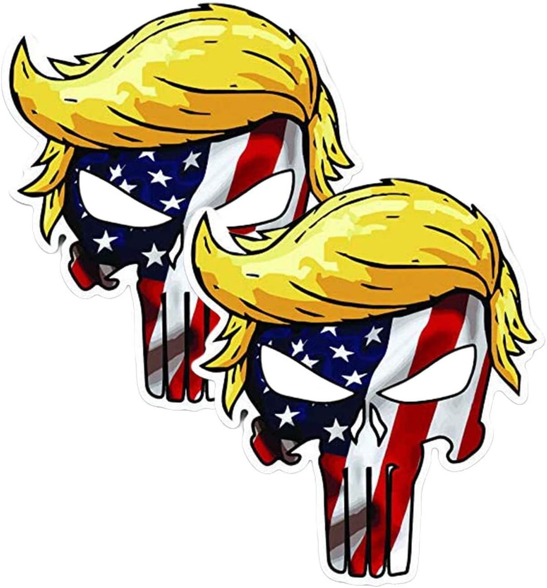 Etrendz Trumpisher Trump Skull American Flag Vinyl Sticker Decal (2 ...