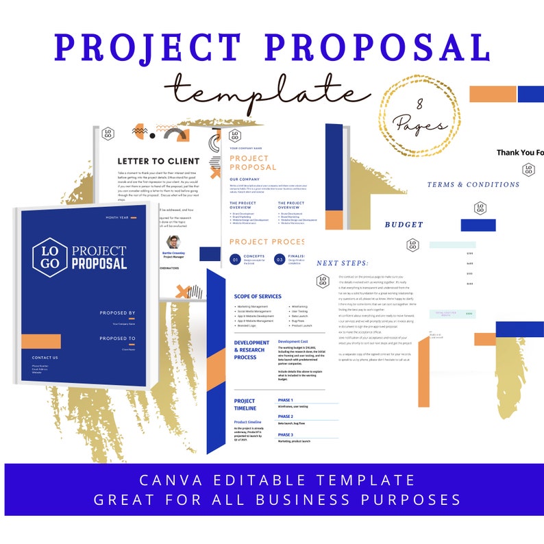 Project Proposal Editable Canva Template Small Business 8 Pages Welcome ...