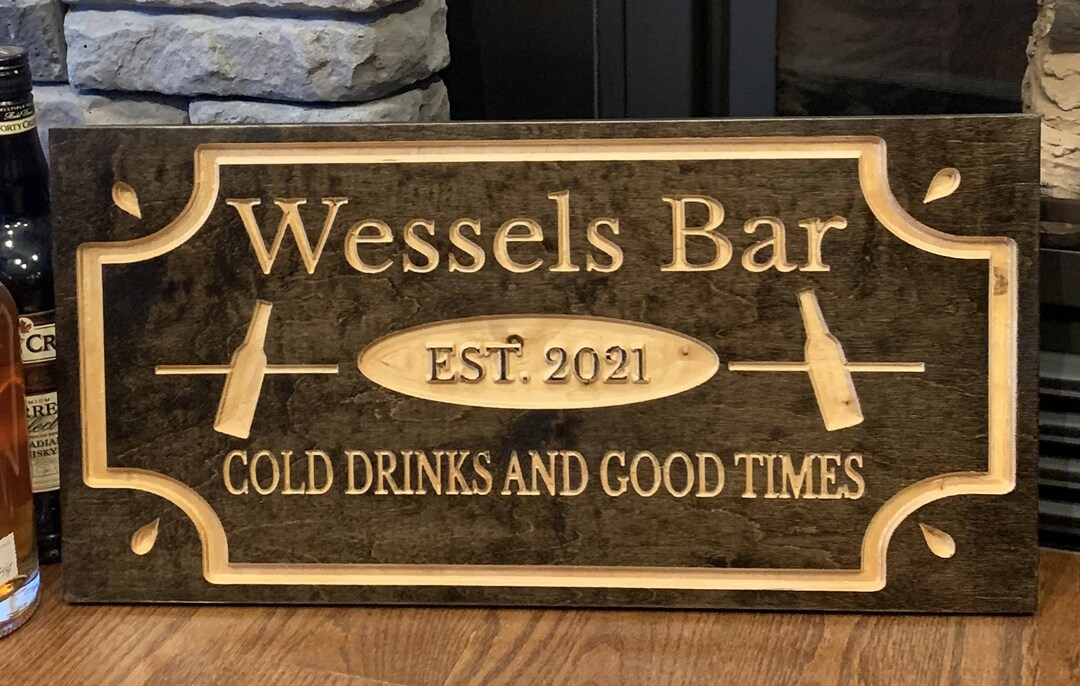Custom Engraved Bar Wood Signs - Etsy