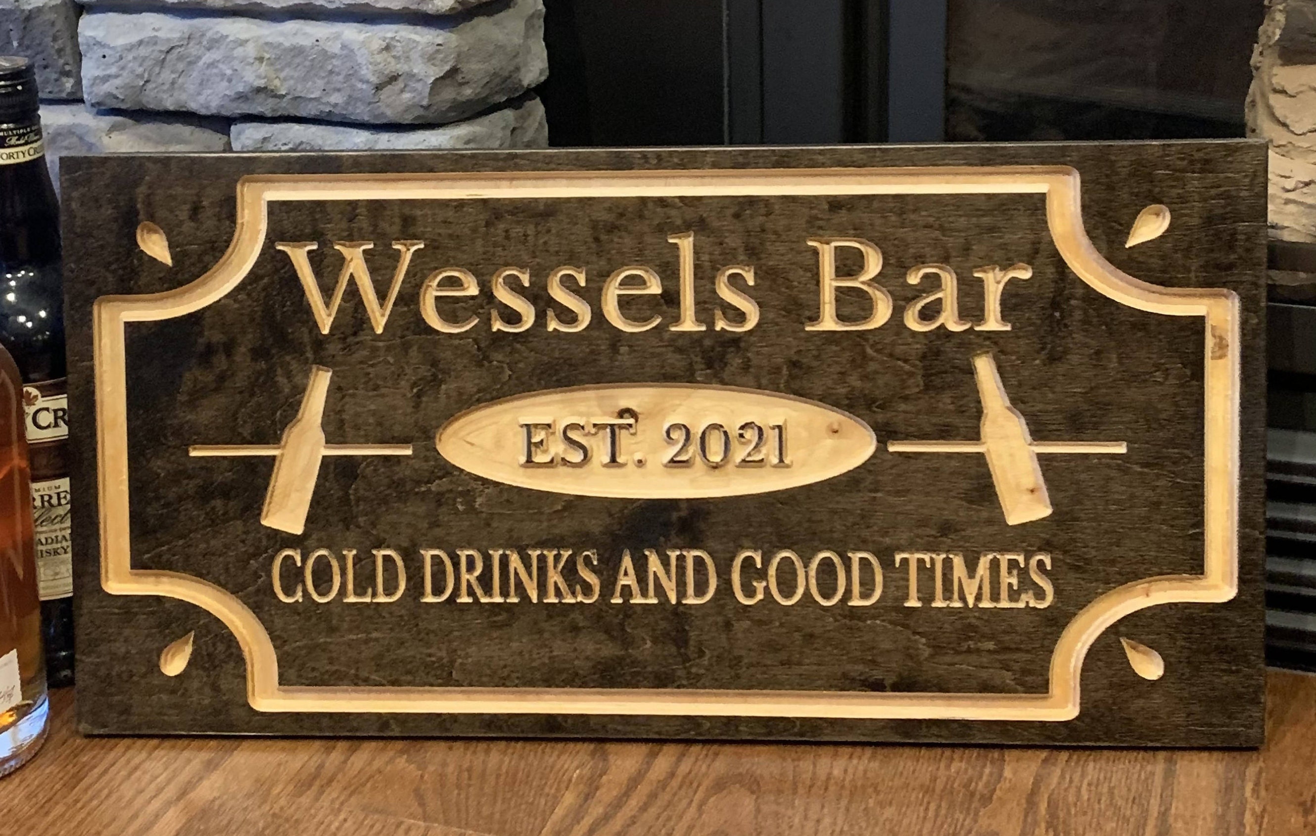Custom Engraved Bar Wood Signs - Etsy