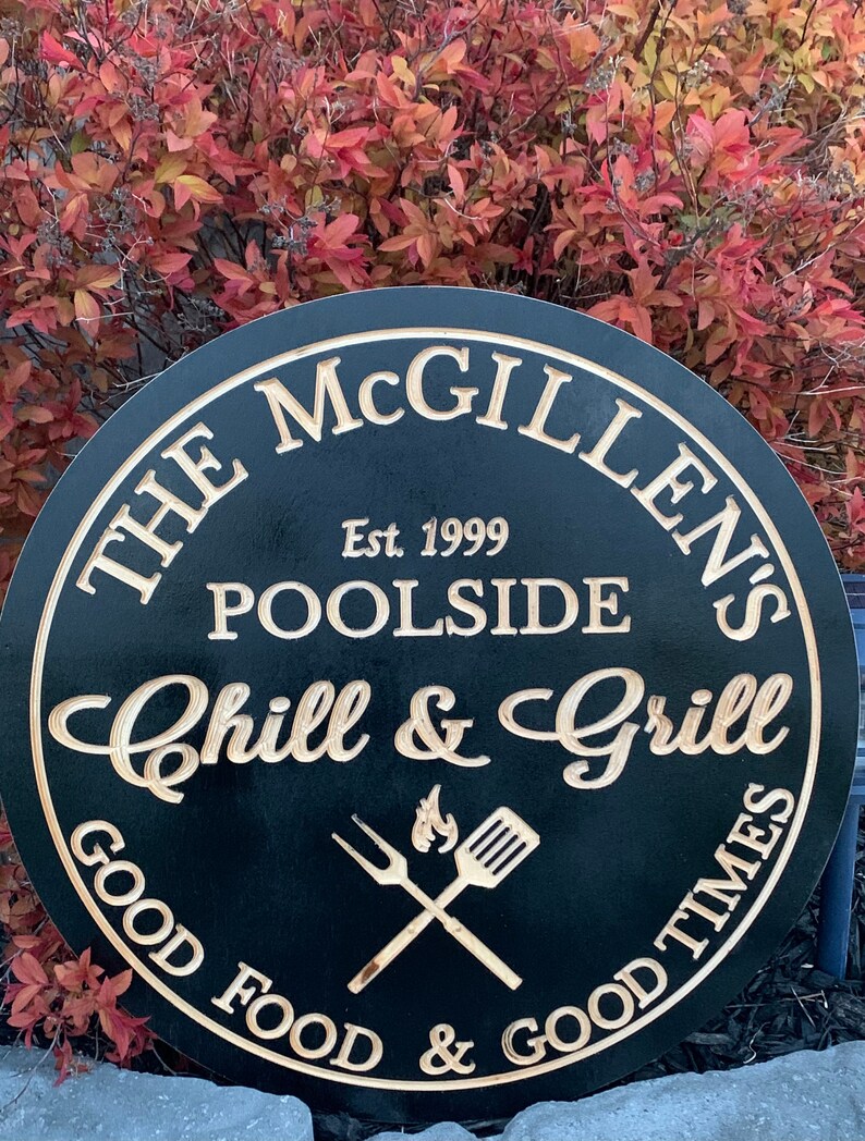 Custom Engraved Pool Wood Signs - Etsy