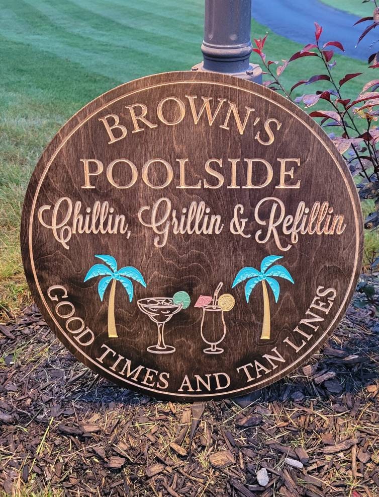 Custom Engraved Pool Wood Signs - Etsy Canada