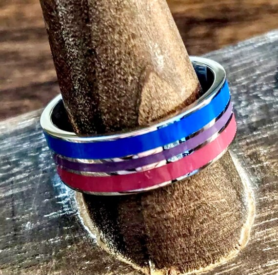 Bisexual Pride Ring Bisexual Flag Colors Stainless Steel | Etsy