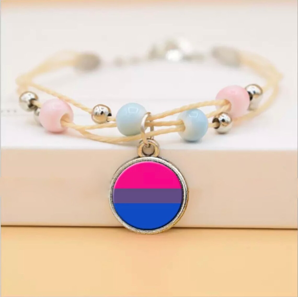 Bisexual Pride Bracelet Bisexual Flag Colors Beaded Charm - Etsy