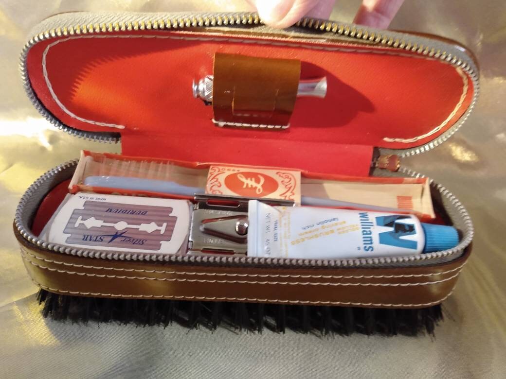 A Vintage Brut Moustache Care Kit and A Shoe Brush Travel Kit - Etsy