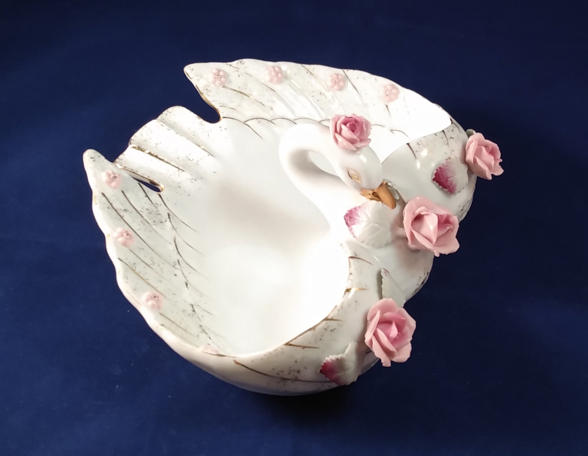 Vintage Signed Lefton Capodimonte Style Swan Ashtray - Etsy