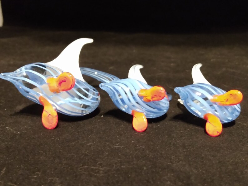 Swan Family Trio of Miniature Blown Glass Swans in Periwinkle - Etsy