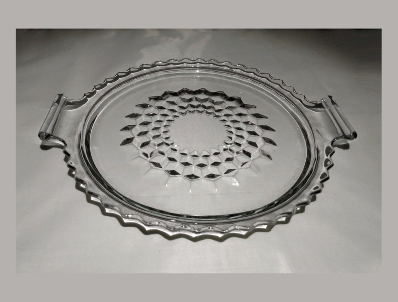 Jeannete Cubist Depression Glass Handled Plate - Etsy