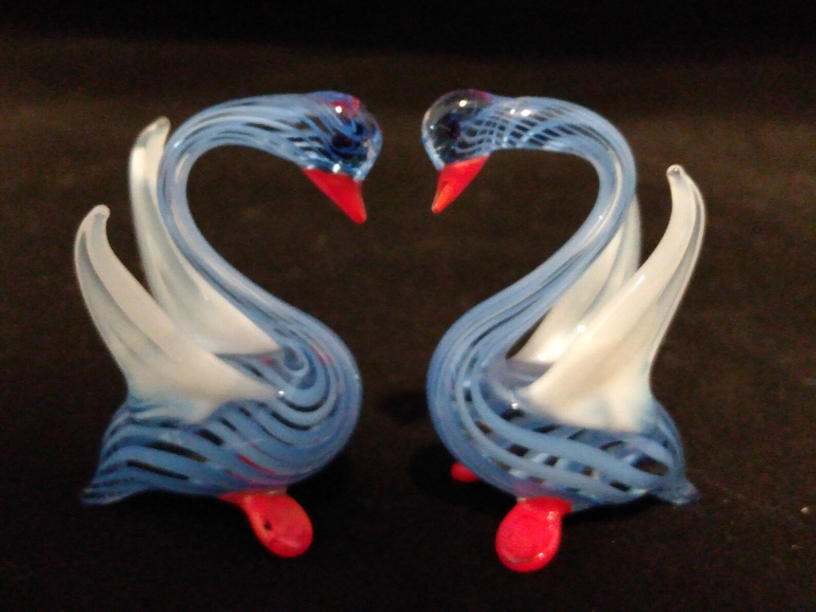 Swan Family Trio of Miniature Blown Glass Swans in Periwinkle | Etsy