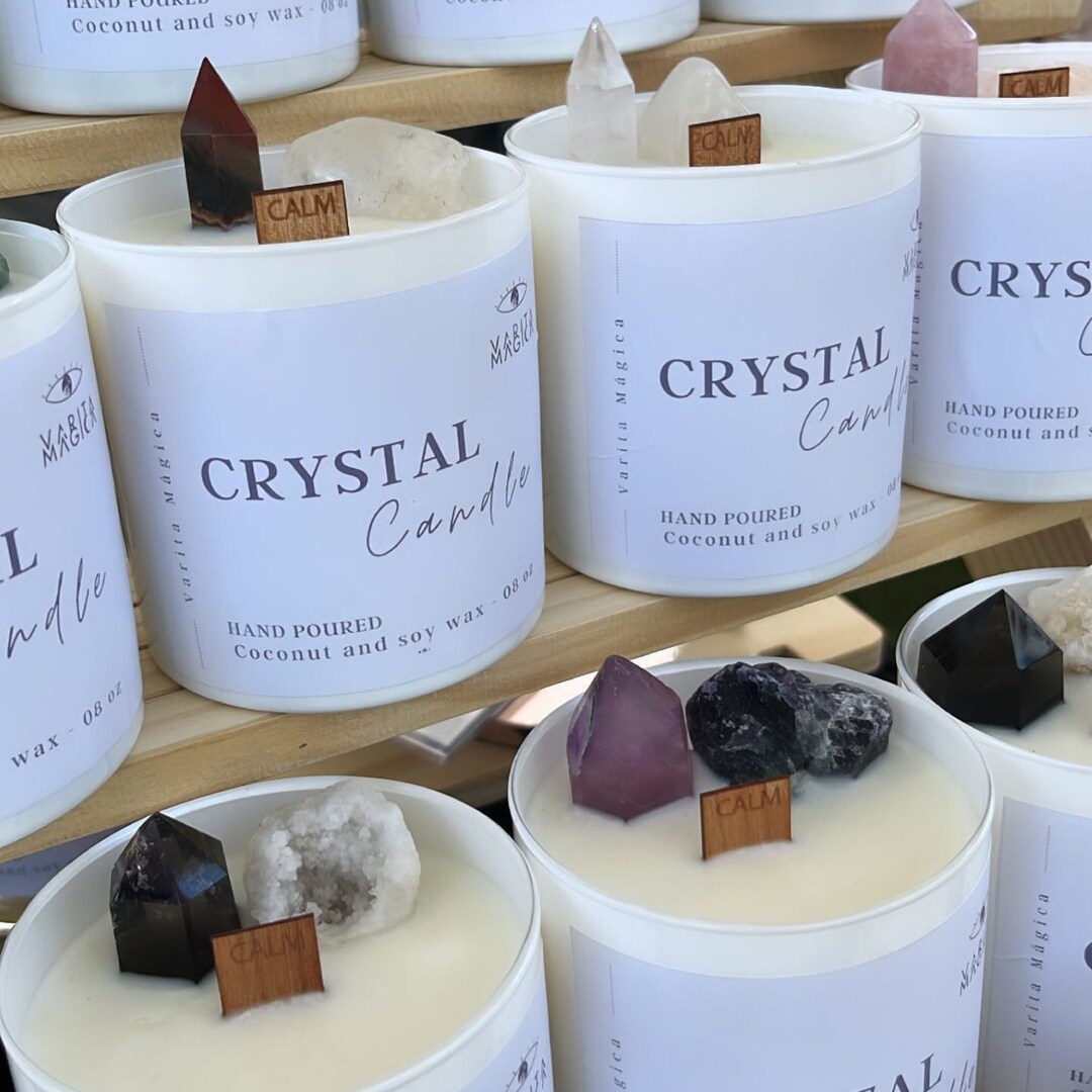 Amethyst Crystal Candle Healing Soy Candle Scented Candle Crystal ...